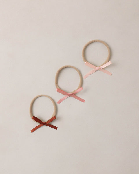 Noralee Satin Blush, Red, Pink Baby Bow Headbands – Panda and Cub